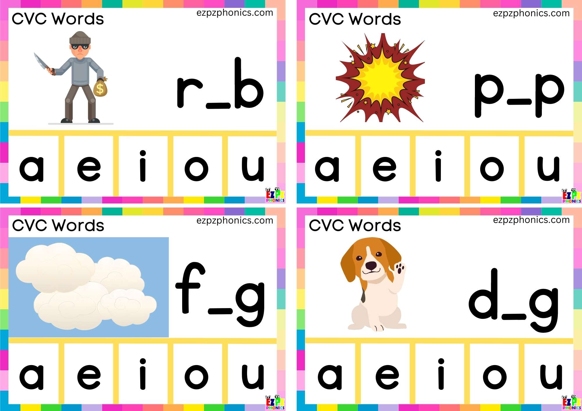 Short o Vowel CVC words Finish the word and clip the correct letter 3 - ezpzphonics.com